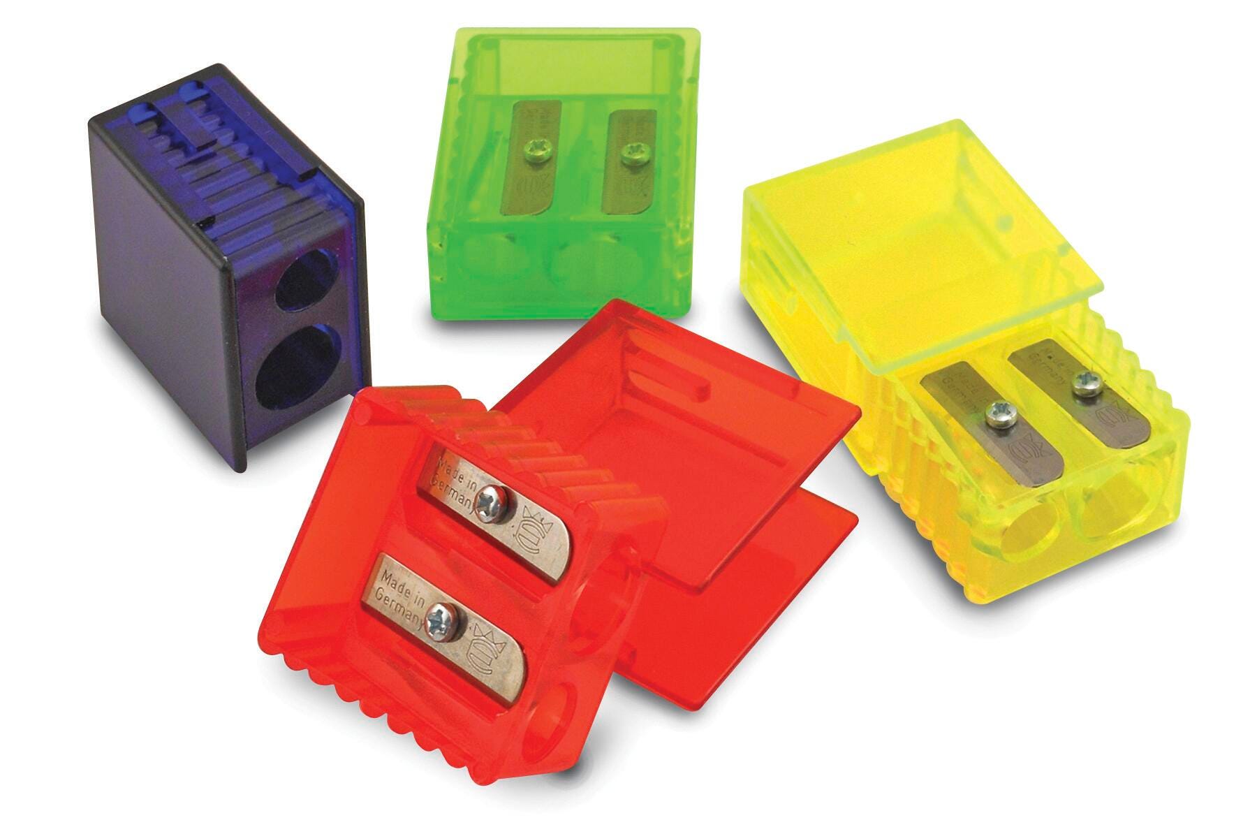 The Pencil Grip Inc Eisen 2 Hole Square Sharpener Assorted Colors Pack of 25